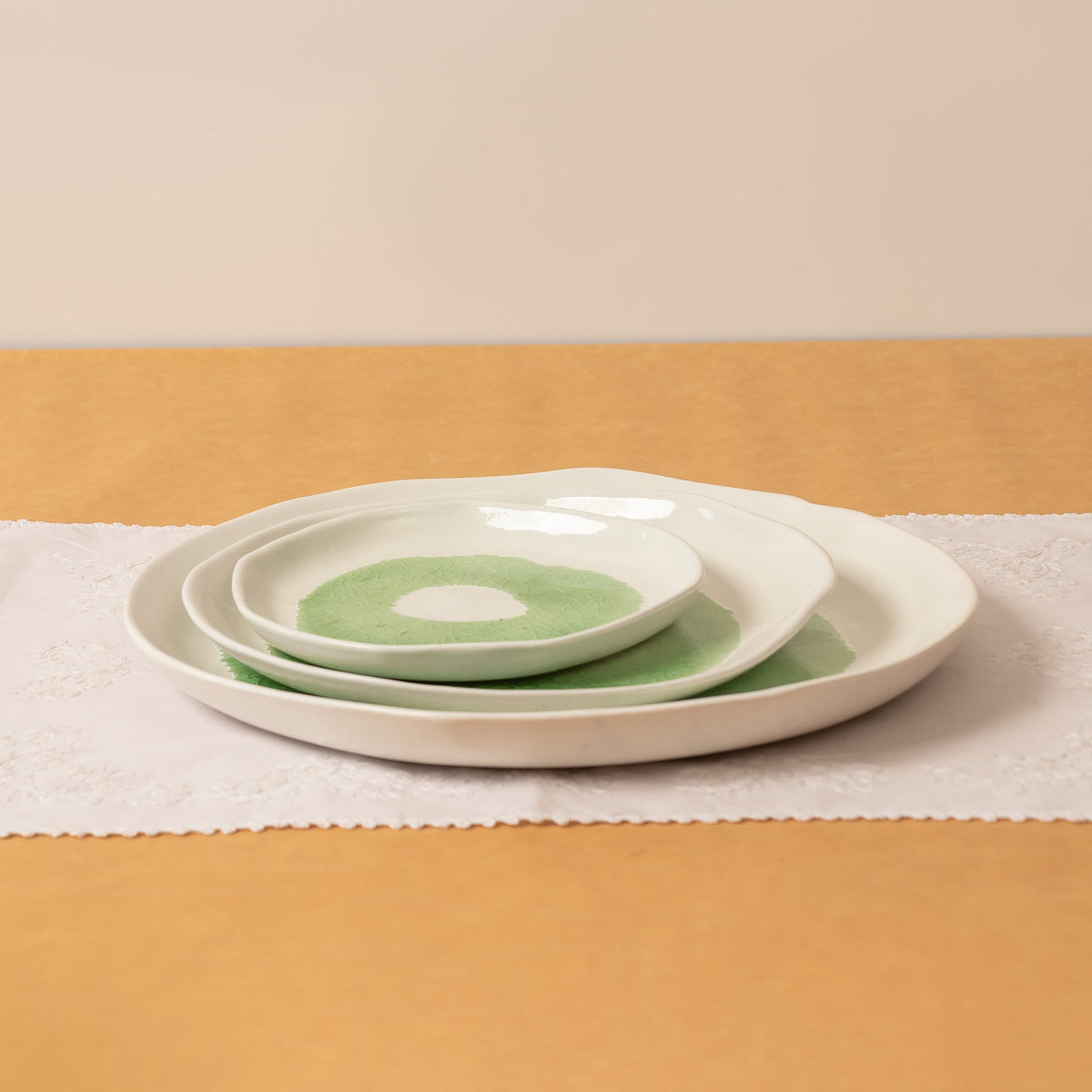 Splash Plates - White & Green – TABLE WARE